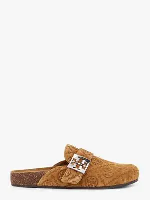 Tory Burch T Monogram Mellow Jacquard Suede Mules - Brown