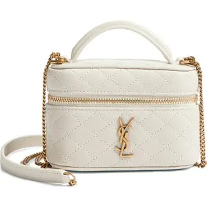 Saint Laurent Micro Gaby Quilted Leather Vanity Crossbody Bag - Cream Soft