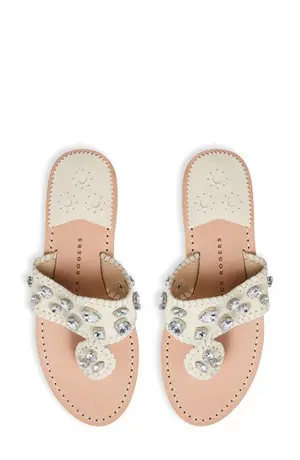 Jack Rogers Jacks Jewel Embellished Flip Flops - Ivory