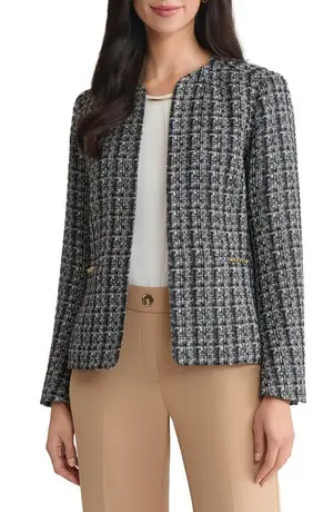 KASPER Tweed Collarless Blazer