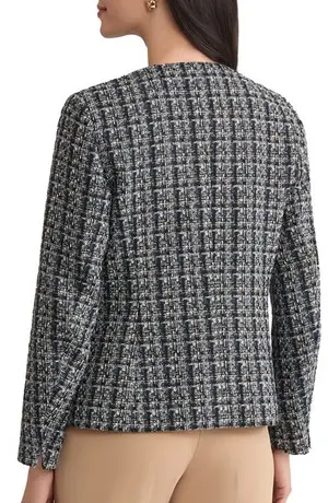 KASPER Tweed Collarless Blazer