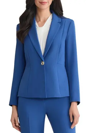KASPER Stretch Crepe One-button Blazer - Blue Night