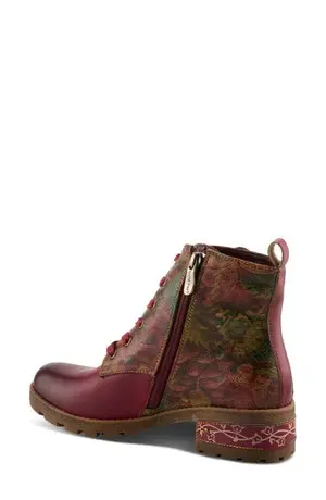 SPRING STEP SHOES Martinela Combat Boots - Bordeaux Multi