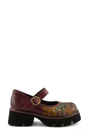SPRING STEP SHOES Busybee Platform Mary Jane - Bordeaux Multi