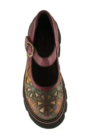 SPRING STEP SHOES Busybee Platform Mary Jane - Bordeaux Multi