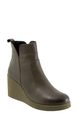 BUENO Laura Platform Wedge Bootie - Green Khaki