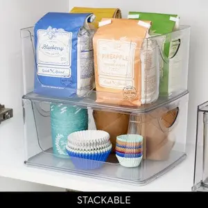 BASIC Stackable Open-front Storage Bins With Handles For Kitchen And Pantryset Of 4