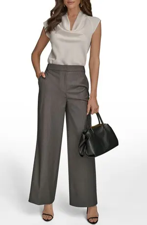 Donna Karan New York Flat Front Pinstripe Wide-leg Pants