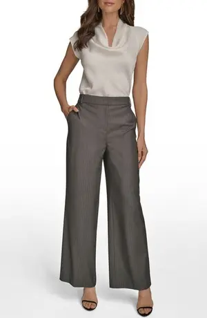 Donna Karan New York Flat Front Pinstripe Wide-leg Pants