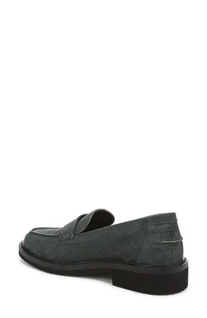 Vionic Leather Penny Loafer With Arch Support - Scarab Croc Embossed