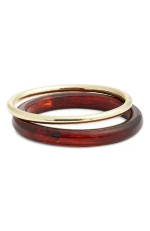 Nordstrom Set Of 2 Bangles - Brown- Gold