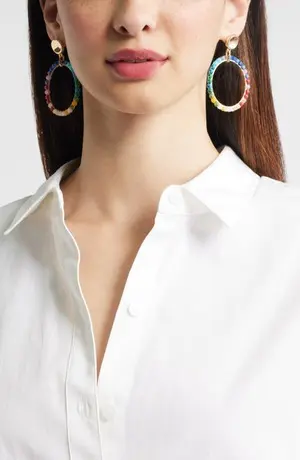 Nordstrom Beaded Hoop Drop Earrings