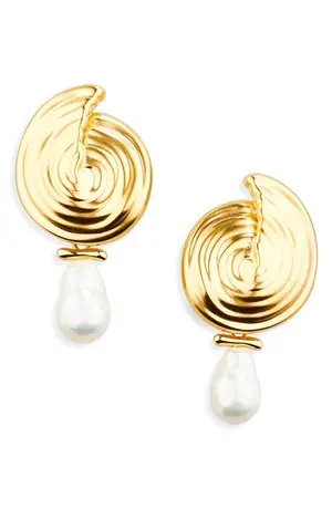 MISSOMA Spiral Detachable Pearl Drop Earrings - Gold