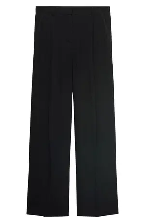 Mango Wide Leg Trousers - Black