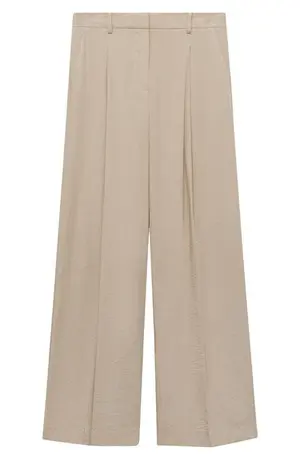Mango Wide Leg Trousers - Light/pastel Grey