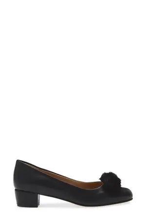 FERRAGAMO Vara Shearling Bow Pump - Nero Biscotto Ai2011