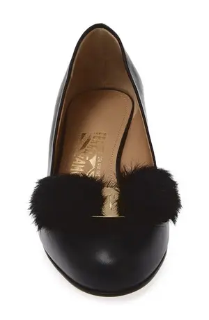 FERRAGAMO Vara Shearling Bow Pump - Nero Biscotto Ai2011