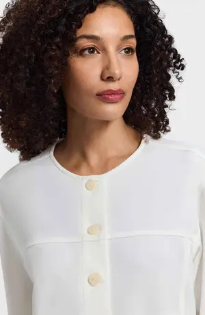 Foxcroft Crepe Knit Valerie Jacket - Ecru