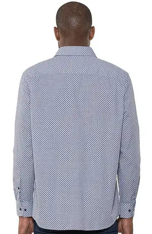 LUCHIANO VISCONTI Theodor Floral Geometric Print Long Sleeve Woven Shirt - Bark