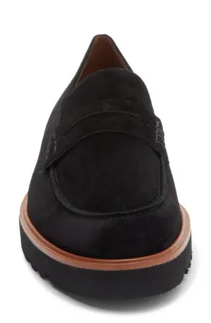 Paul Green Carmel Lug Penny Loafer - Black Suede