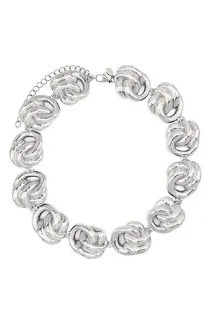 PETIT MOMENTS Miami Knot Link Collar Necklace - Silver