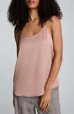 KENNETH COLE Satin Scoop Neck Camisole - Pale Chestnut