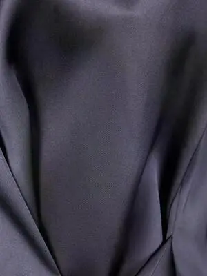 DRHOPE Tie-front Satin Blouse - Black