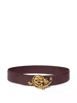 Etro Floral Buckle Leather Belt - Red