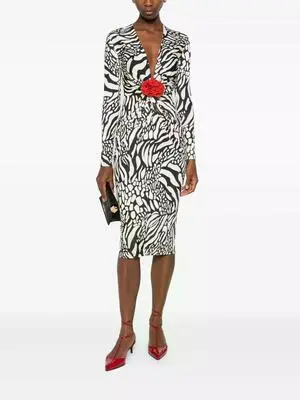 ROSERRY Malllorca Zebra Print Midi Dress - Black