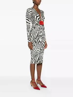 ROSERRY Malllorca Zebra Print Midi Dress - Black