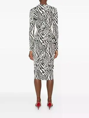 ROSERRY Malllorca Zebra Print Midi Dress - Black