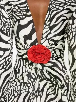 ROSERRY Malllorca Zebra Print Midi Dress - Black