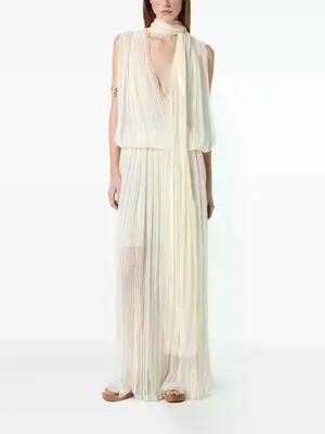 Blumarine Pleated Sleeveless Maxi Dress