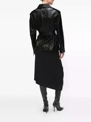 Karl Lagerfeld Belted Leather Biker Jacket