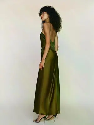 REFORMATION Jillian Silk Dress - Green