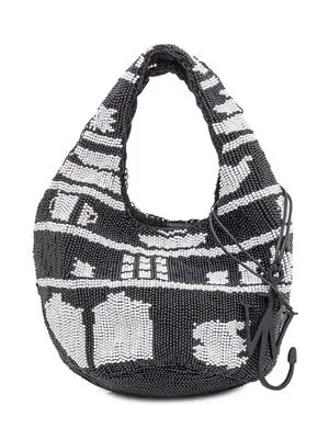 JW Anderson Beaded Graphic Pattern Tote Bag - Black