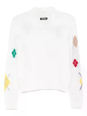 MSGM Diamond-pattern Polo-neck Sweater - White