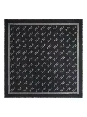 Karl Lagerfeld Jacquard-logo Scarf - Black