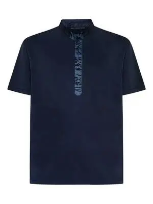 LOW BRAND Mandarin-collar Button-placket T-shirt