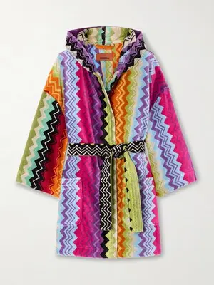 Missoni Giacomo Hooded Belted Striped Cotton-terry Robe - Multi