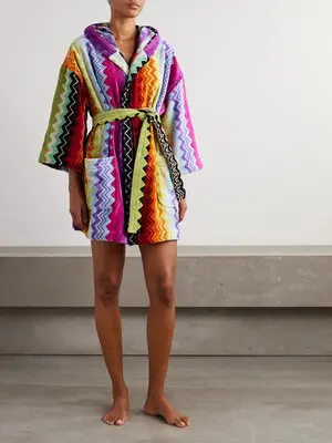 Missoni Giacomo Hooded Belted Striped Cotton-terry Robe