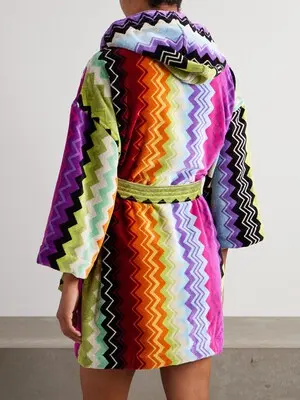 Missoni Giacomo Hooded Belted Striped Cotton-terry Robe