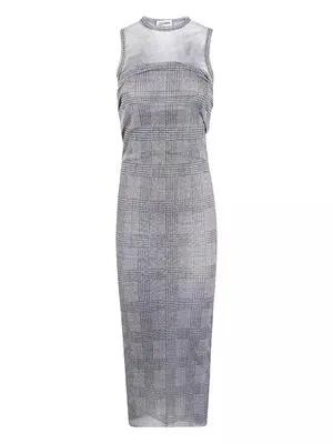JEAN PAUL GAULTIER Check Maxi Dress With Mesh Paneling - Grey