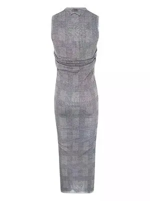 JEAN PAUL GAULTIER Check Maxi Dress With Mesh Paneling - Grey