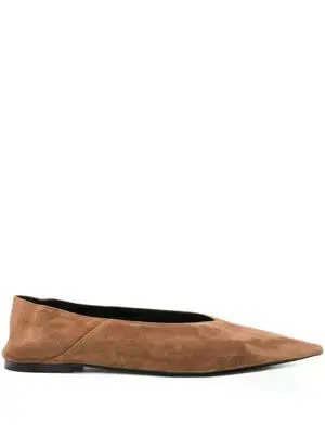 Saint Laurent Pointed-toe Suede Ballet Flats