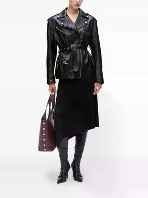 Karl Lagerfeld Belted Leather Biker Jacket