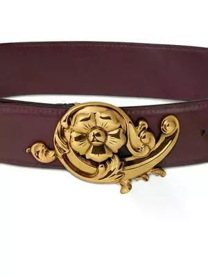 Etro Floral Buckle Leather Belt - Red