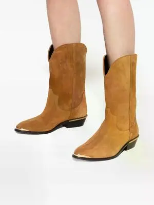 Isabel Marant Étoile Metallic-toe Cowboy Boots - Brown