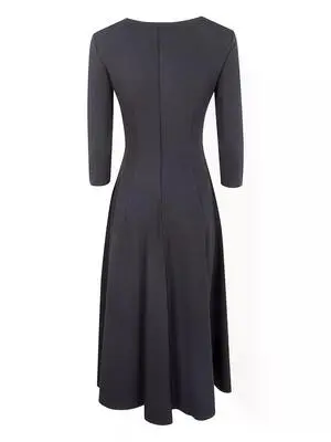 DRHOPE Quarter-sleeve Pleated Midi Dress - Black