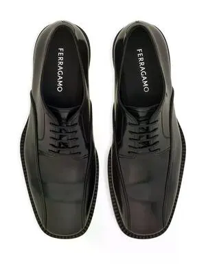 FERRAGAMO Double-stitched Leather Derby Shoes